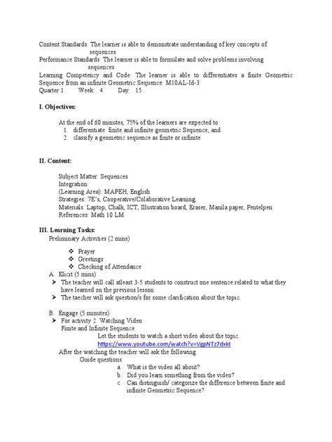 Classify A Geometric Sequence As Finite Or Infinite Pdf Teachers Learning