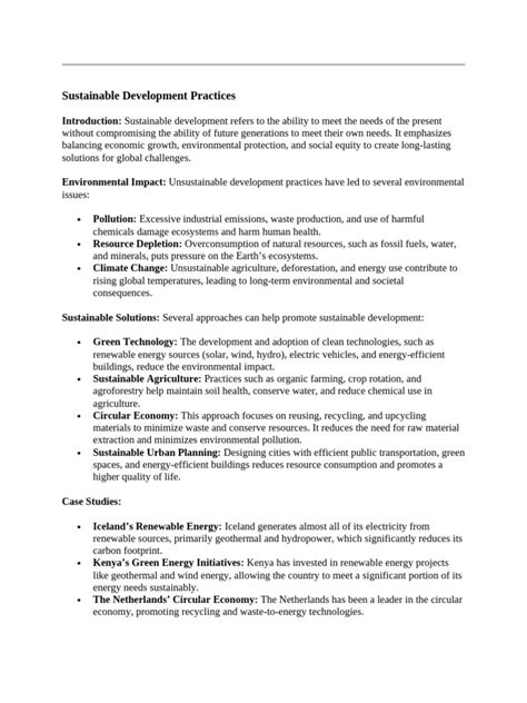 Sustainable Development Practices Pdf Sustainability Sustainable
