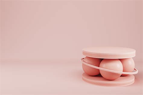 제품 전시를 위한 구체 파스텔 배경을 가진 크림 분홍색 색깔 원통형 받침대 0명에 대한 스톡 사진 및 기타 이미지 0명 3차원 형태 강단 Istock