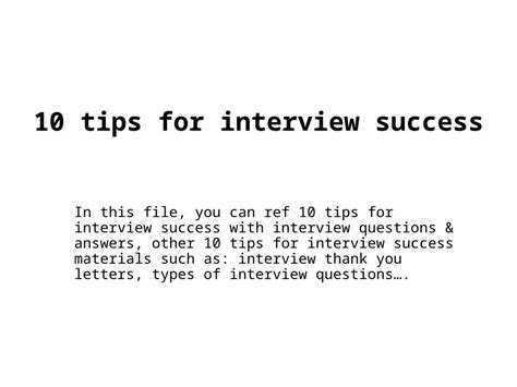 Pptx 10 Tips For Interview Success Dokumentips