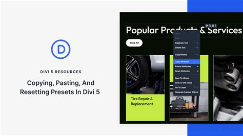 Copying Pasting And Resetting Presets In Divi 5