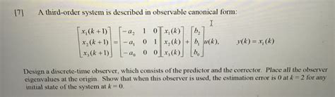 [7] A Third Order System Is Described In Observable