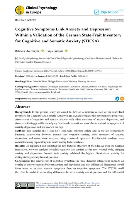 Pdf Cognitive Symptoms Link Anxiety And Depression Within A