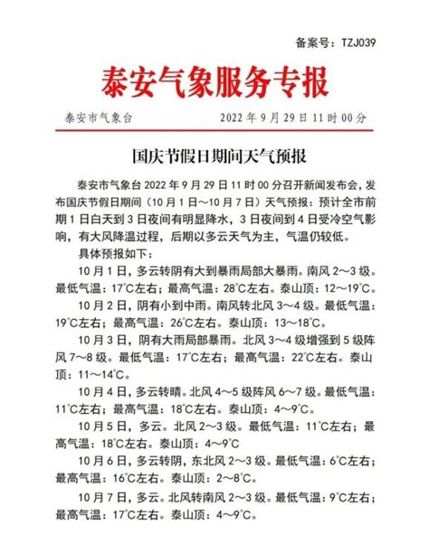 有大风降温过程泰安国庆假期天气预报出炉