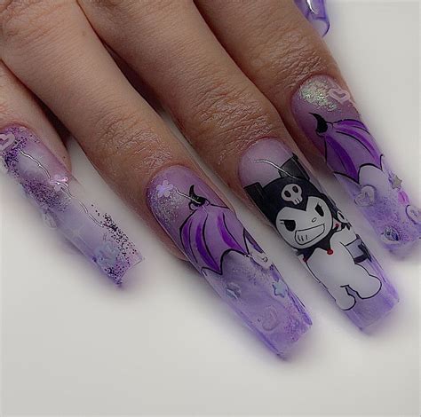 Kuromi Nails Long Nails Hello Kitty Nails Gothic Nails