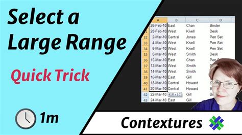 Select Large Range In Excel Youtube