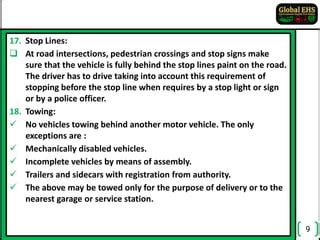 Road Safety Basic Rules Of The Road Global EHS Pdf