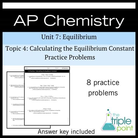 Ap Chemistry Practice Topic 7 4 Calculating The Equilibrium Constant Worksheet