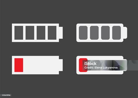 배터리 충전 레벨 표시기 아이콘 벡터 기호 전기 축전기 전력 에너지 게이지 전체 및 어두운 배경에 격리 된 빈 세트 0명에 대한 스톡 벡터 아트 및 기타 이미지 Istock