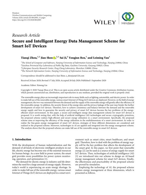 PDF Secure And Intelligent Energy Data Management Scheme For Smart IoT Devices
