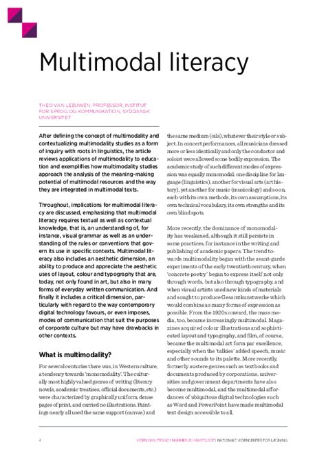 Pdf Multimodal Literacy
