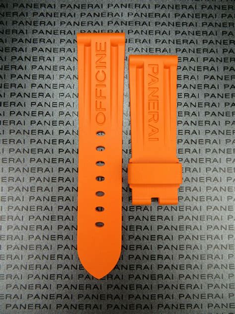New 22mm Authentic Panerai Rubber Strap Orange Diver Watch Band Tang