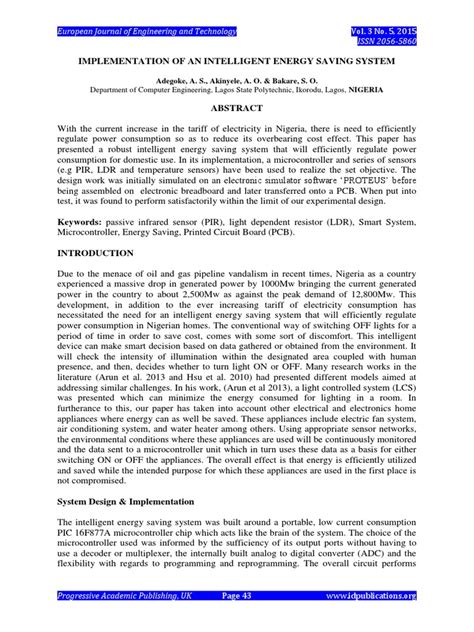 Implementation Of An Intelligent Energy Saving System Download Free