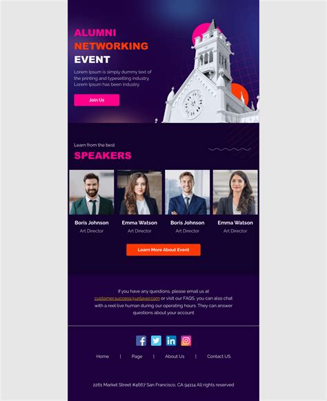 Alumni Networking Event Email Template Unlayer