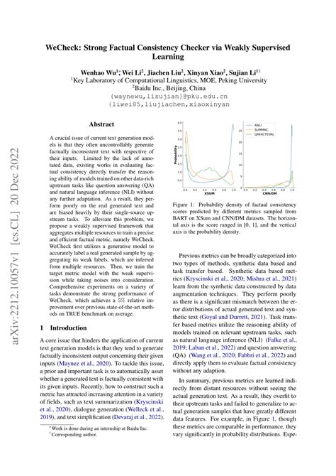 Pdf Wecheck Strong Factual Consistency Checker Via Weakly Supervised Learning