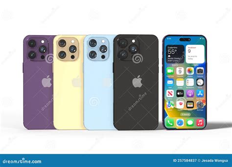 Realistic Iphone Pro Max Set With Front And Back View Studio Shot Bangkok Thailand Sep