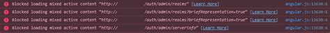mixed block error on api request on the admin console admin console