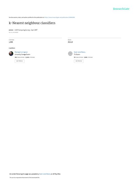 K Nearest Neighbour Classifiers Pdf