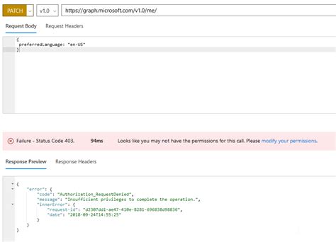 graph api update user preferredlanguage not working because of