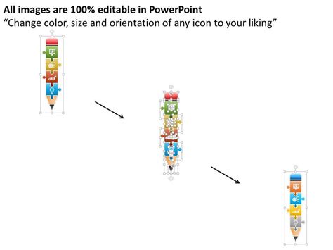 Four Staged Puzzle Pencil Diagram For Text Representation PowerPoint Template