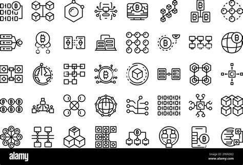 Block Chain Icons Set Outline Set Of Block Chain Vector Icons For Web