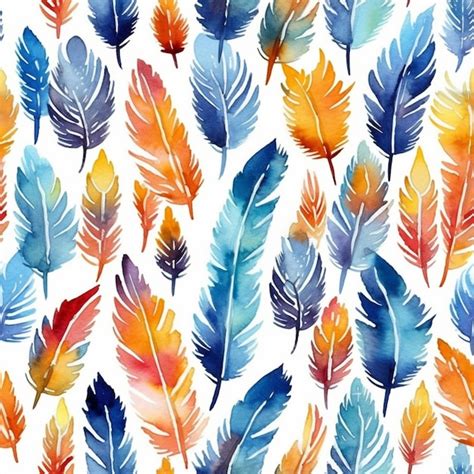 Premium Photo A Watercolor Painting Of Colorful Feathers On A White