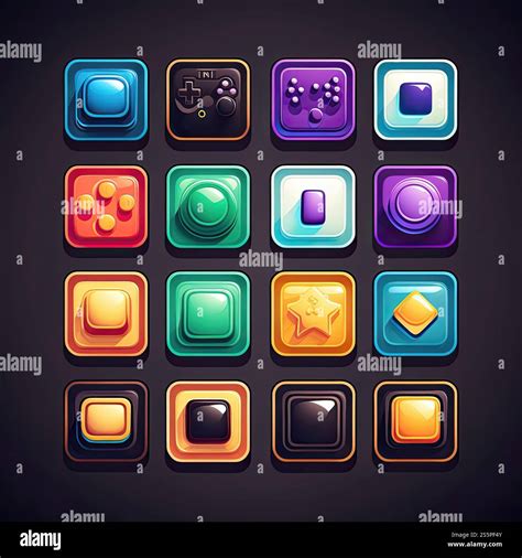 Mobile Square Game Button Ai Generated Banner Glossy Blue Colorful Ui Mobile Square Game