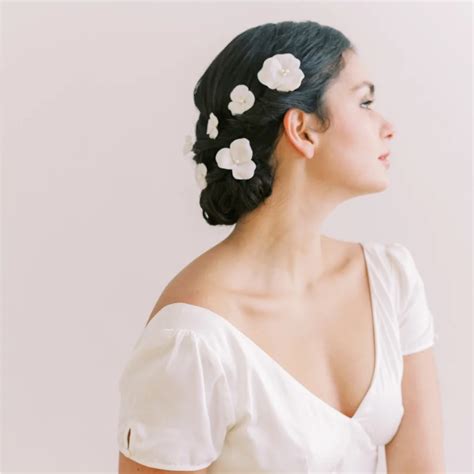 Handmade Floral Bridal Hair Pins For Wedding Updos