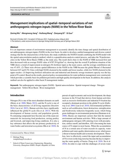 Management Implications Of Spatialtemporal Variations Of Net Anthropogenic Nitrogen Inputs
