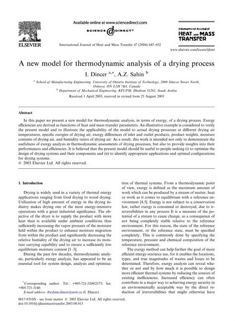 Pdf A New Model For Thermodynamic Analysis Of A Drying Process Dokumen Tips
