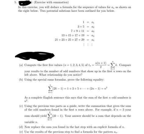 Solved 5 Exercise With Summation In This Exercise You Chegg Com