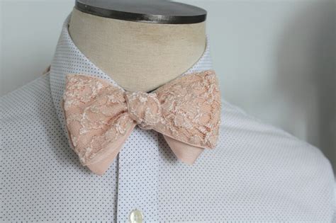 Wedding Bowtie Nude Blush Lace Bow Tie Etsy