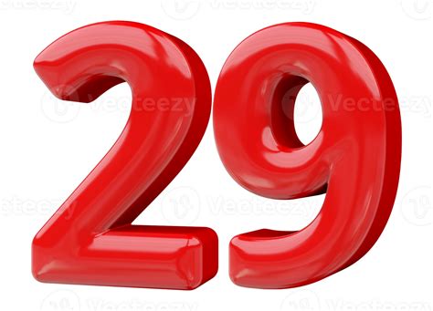 Rojo 3d Número 29 46645547 Png