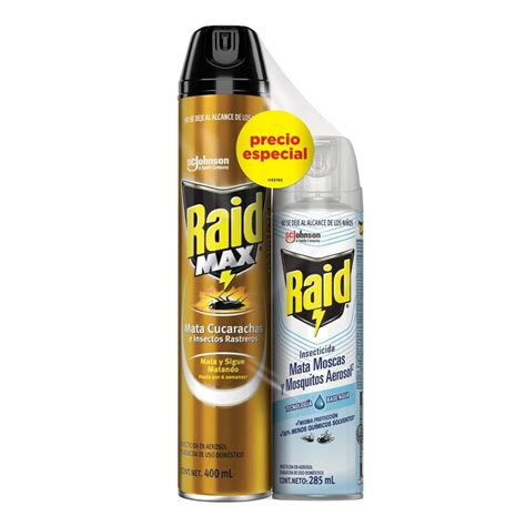 Insecticida En Aerosol Raid Max Mata Cucarachas E Insectos 400 Ml