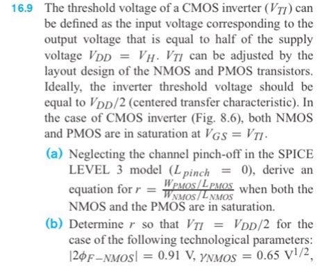 The Threshold Voltage Of A CMOS Inverter VTI Chegg
