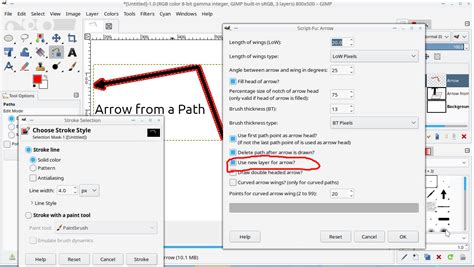 Draw And Arrow And Stroke Its Boundary Rgimp