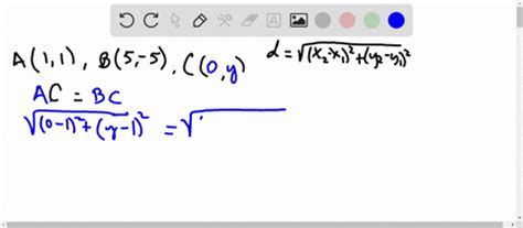 SOLVED Distance Formula In These Exercises We Use The Distance Formula Find A Point On The Y