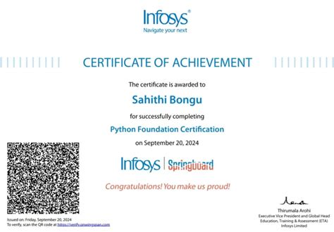 Sahithi Bongu On Linkedin Im Excited To Have Completed The Python