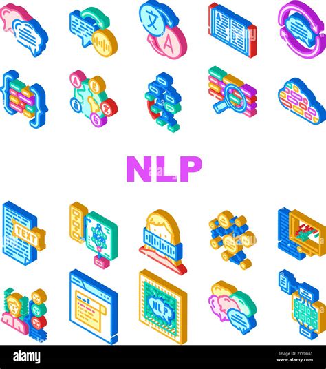 Natural Language Processing Nlp Icons Set Vector Stock Vector Image