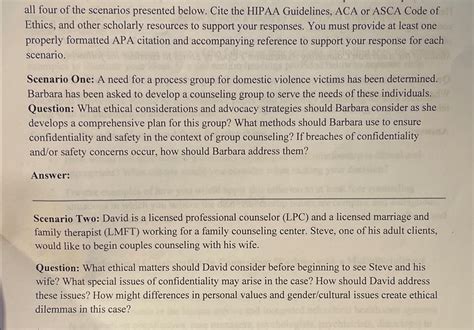 Solved Cite The Hipaa Guidelines Aca Or Asca Code Of