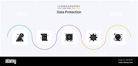 Data Protection Glyph 5 Icon Pack Including Ip Address Locker Setting Lock Stock Vector