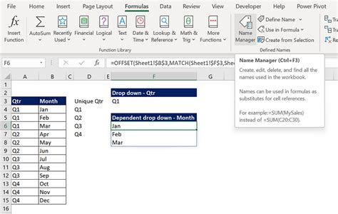 Dependent Drop Down List In Excel Using Offset Function