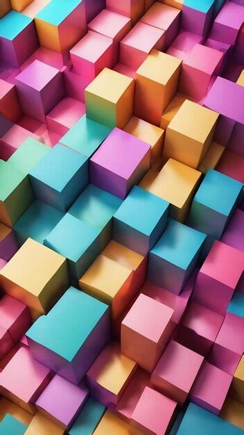 Premium Ai Image 3d Colorful Abstract Geometric Wall With Cubes Background Horizontal Format