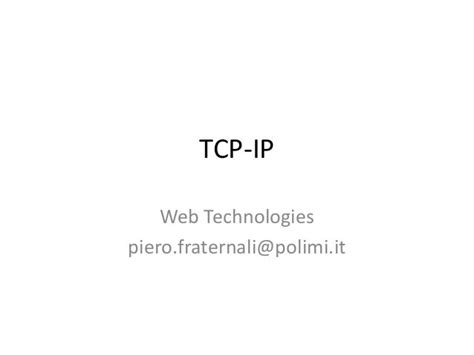 Web Technologies Recap On Tcp Ip