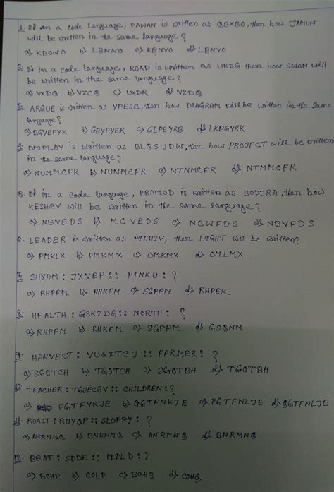 coding decoding reasoning notes teachmint