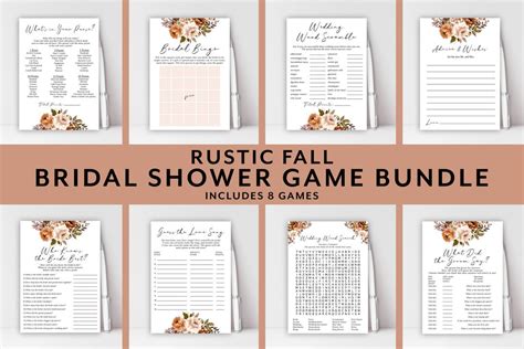 Fall Bridal Shower Game Bundle Bridal Shower Bundle Fall In Love Fall Wedding Editable Games