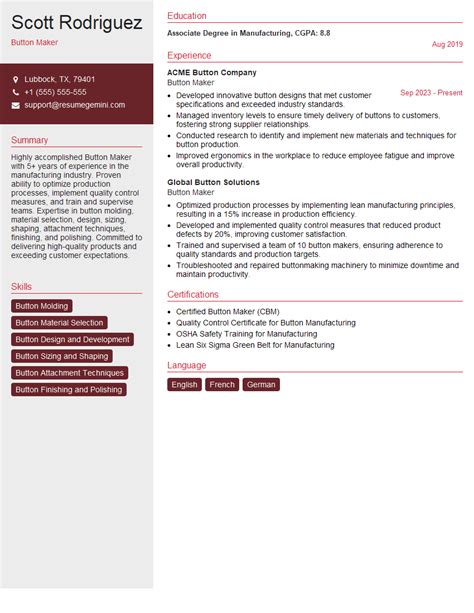 Top 10 Questions For Button Maker Interview Resumegemini Online Resume Builder