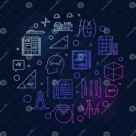 Maths Learning Vector Line Round Colored Banner Math Concept
