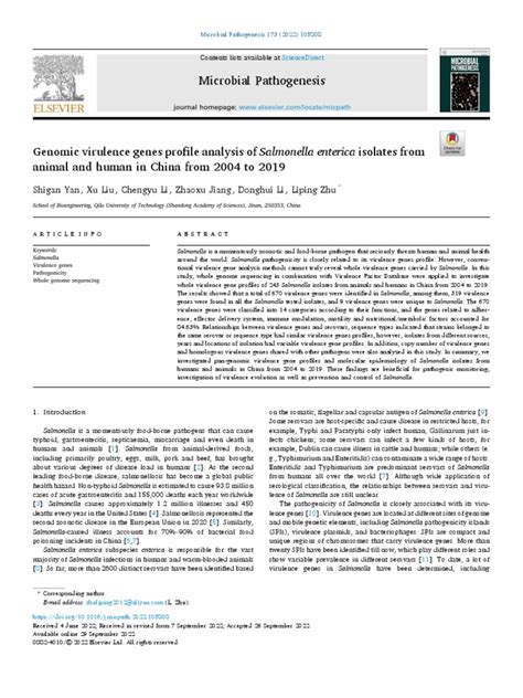 Genomic Virulence Genes Profile Analysis Of Salmonella Enterica