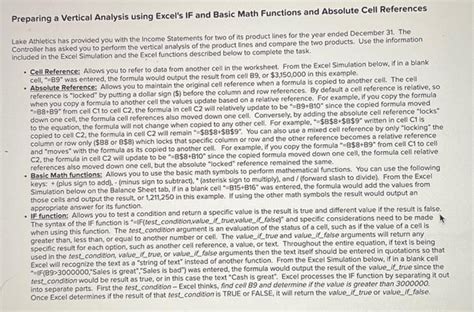 Solved Preparing A Vertical Analysis Using Excel S IF And Chegg